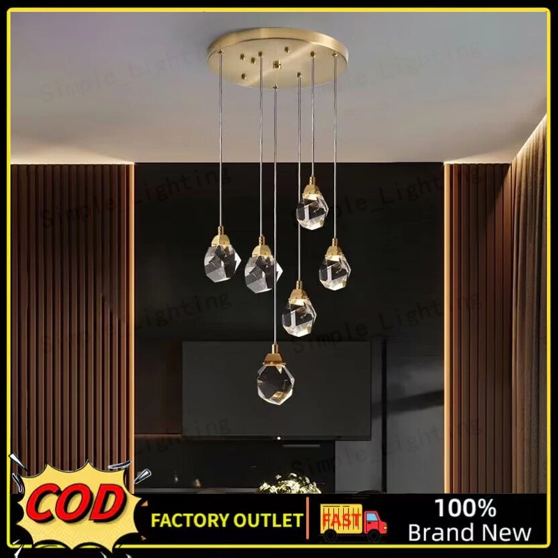 Modern Nordic LED Crystal Chandelier Ceiling Light for Dining Room Bar ...