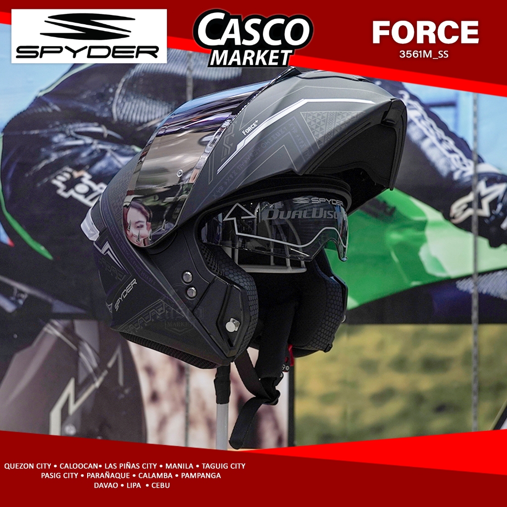 SPYDER FORCE S6 MODULAR DUAL VISOR MOTORCYCLE HELMET WITH EXTRA CLEAR ...