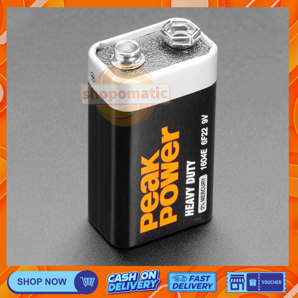 SHOPOMATIC Original 9V Battery Peak Power 9 Volts 9 Volt Non ...