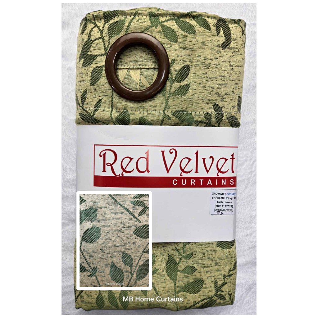 Red Velvet Curtains Grommet Lush leaves J.O jqd #2 (6FT AND 7FT ...