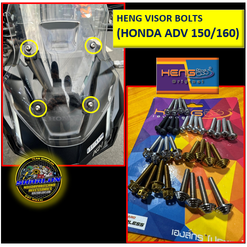 HENG Original Front Visor Bolts for HONDA ADV 150 / 160 (4pcs) | Shopee ...
