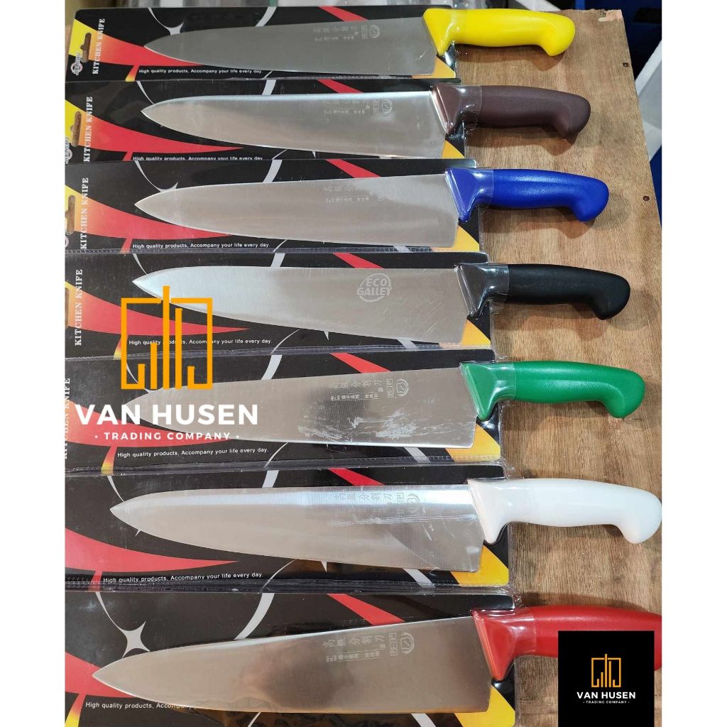 10 Inch Chef knife color coded handle 4CR15MOV Stainless steel chef ...