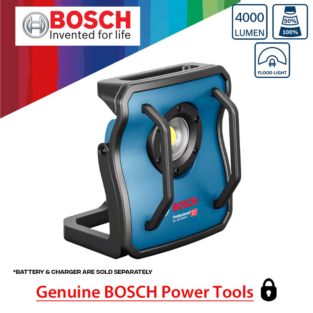 Bosch GLI 18V-4000 C Professional 18V Cordless LED Jobsite Light, 4000 ...