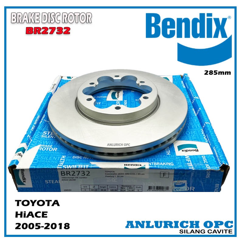 Bendix FRONT Rotor Disc Toyota Hiace 2005-2018 1KD/2KD BR2732 | Shopee Philippines