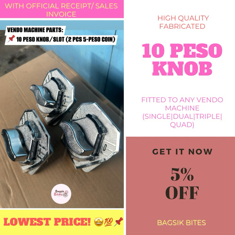VENDO MACHINE PARTS: 10 PESO KNOB (2 PCS 5 PESO COIN SLOT) | Shopee ...