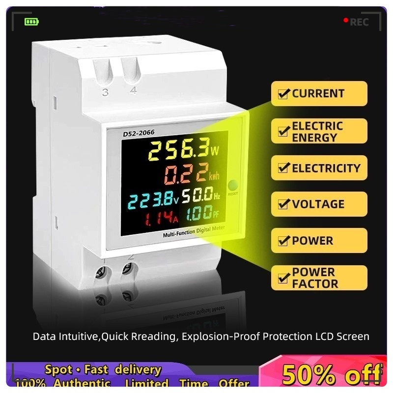 D52-2066 AC Monitor 110V 220V Voltage Current Power KWH Electric Energy ...
