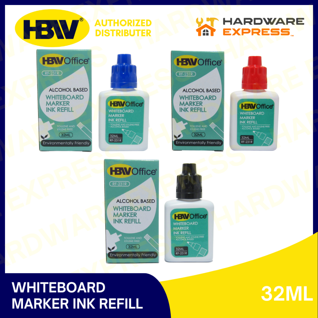 HBW RF-231R Alcohol Based Whiteboard Marker Ink Refill 32ml | Shopee ...