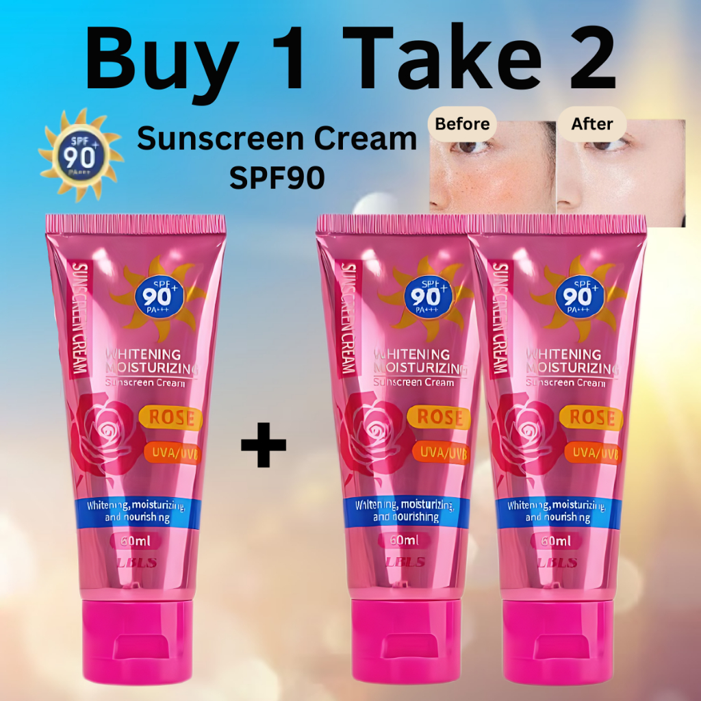 Rose Whitening Sunscreen SPF90 for Facial Skincare - Body Care Moisturizing Cream SPF90 ...