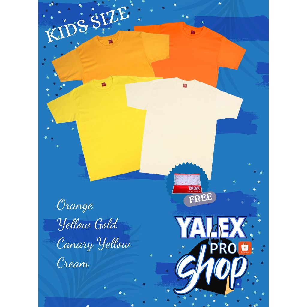 YALEX PLAIN T-SHIRTS/KIDS T-SHIRTS/YELLOW COLORS | Shopee Philippines