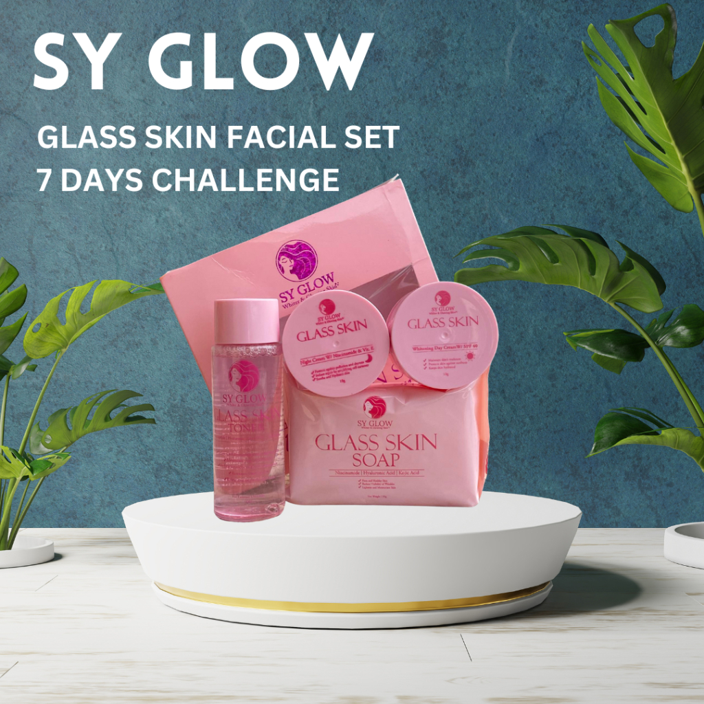 SY GLOW FACIAL GLASS SKIN SET 7 days challenge WHITENING INSTANT ANTI MELASMA ANTI PIMPLE REJUV ...