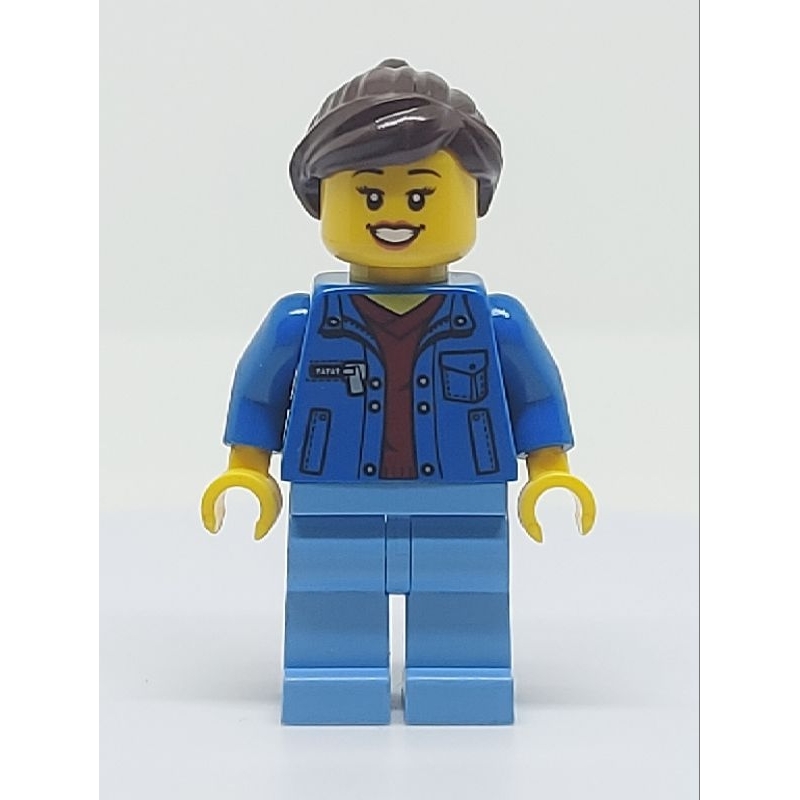 LEGO Town - Woman - Blue Jacket over Dark Red V-Neck Sweater, Medium ...