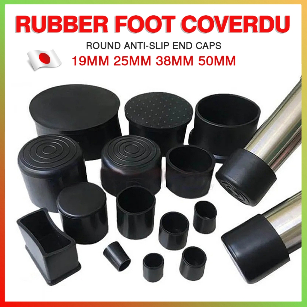 1PC Rubber Footing Round Tube Tubular Funitures HEAVY DUTY Black Rubber ...