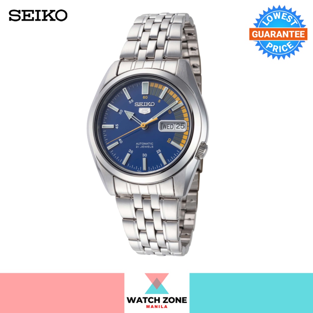 Seiko 5 SNK371K1 Blue Dial Stainless Steel Strap Men's Automatic Watch ...