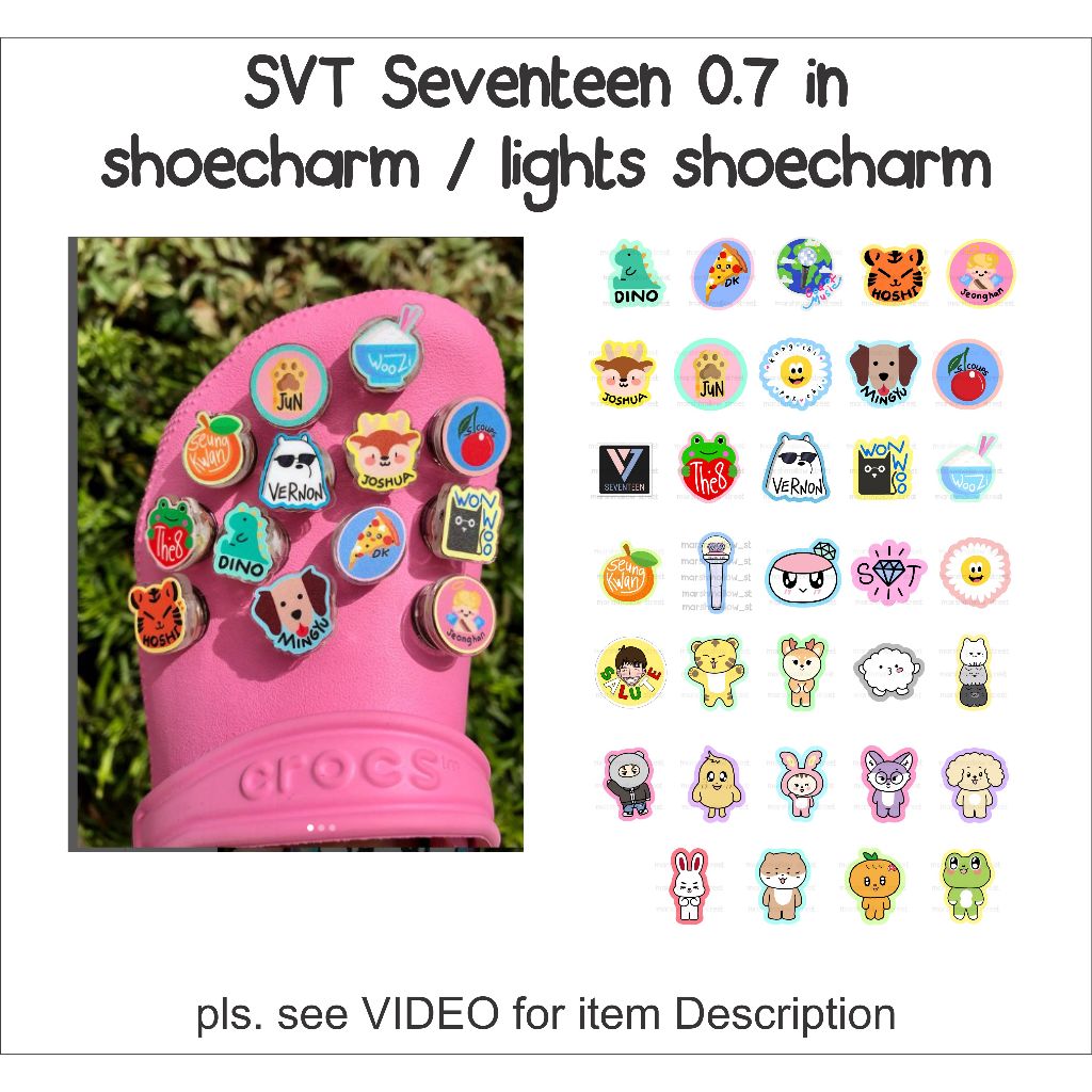 SVT Seventeen icon mini teen icon 0.7inch acrylic shoecharms light shoe ...