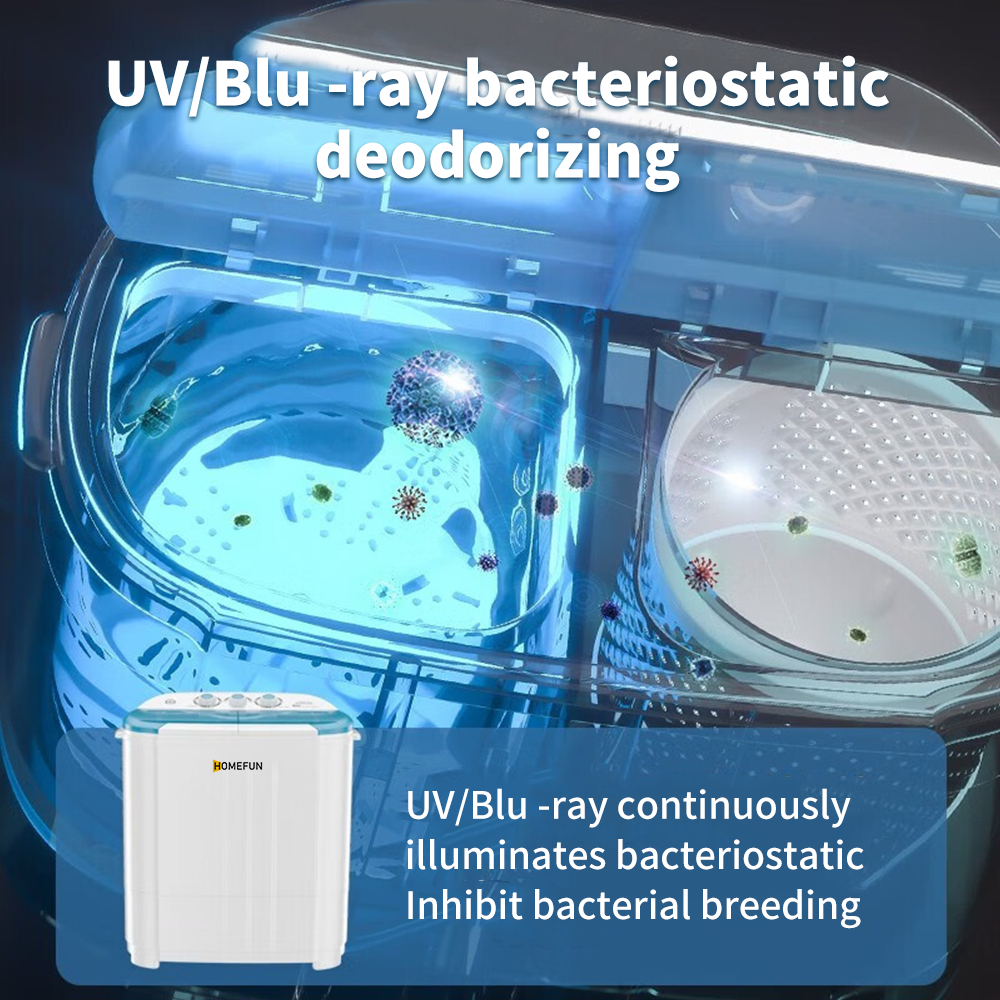 HOMEFUN Double Barrel Mini Washing Machine With Spin Dryer Semi ...