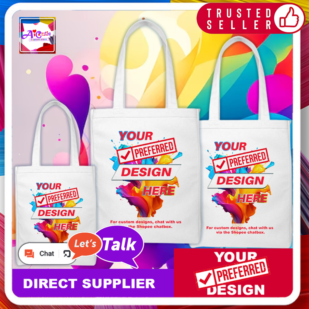 TOTE BAG 14X16 WITH ZIPPER CUSTOMIZE DESIGN - THRU CHATBOX | Shopee ...