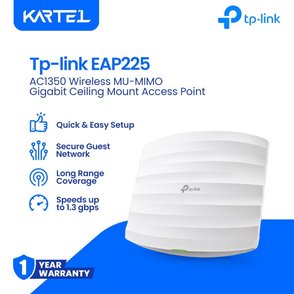 TP-LINK EAP225 INDOOR Ac1350 Wireless Mu-Mimo Gigabit Ceiling Mount ...