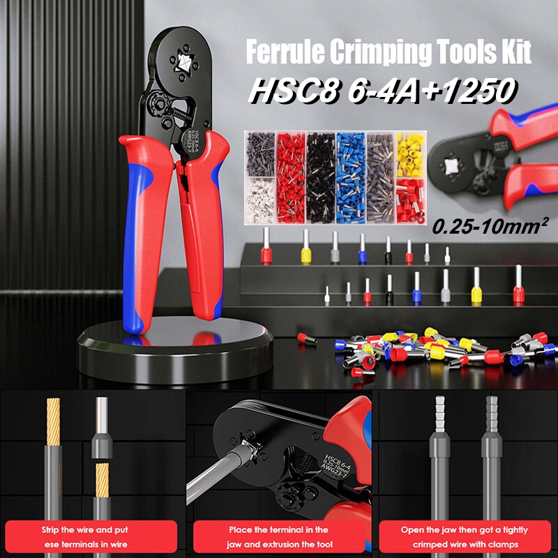 Upgraded version Crimping Tool HSC8 6-4A Wire Stripper Crimp Connector ...