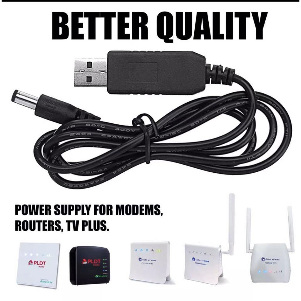 M&G Wifi Modem to Powerbank USB Cable (5V to 12V Converter) for Globe ...