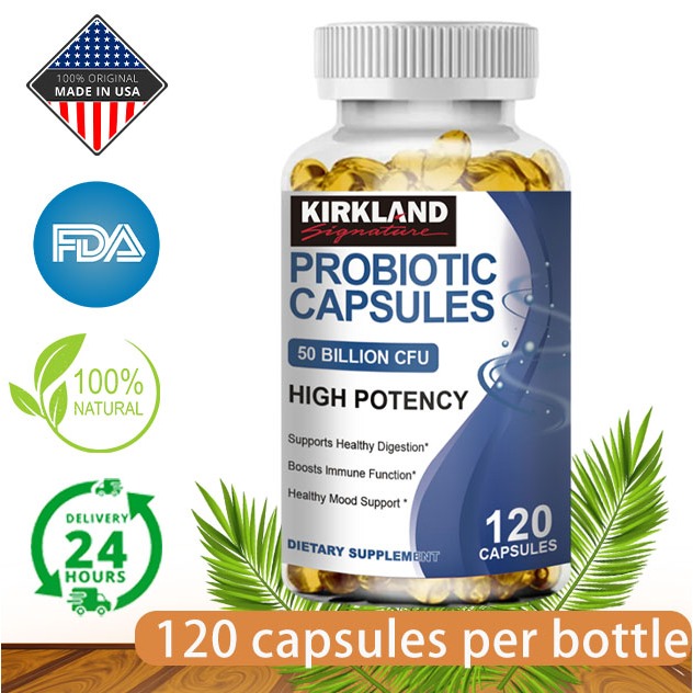 KIRKLAND Probiotic Capsule 50 Billion CFU of Live Bacteria to Support Gut Health and Reduce ...