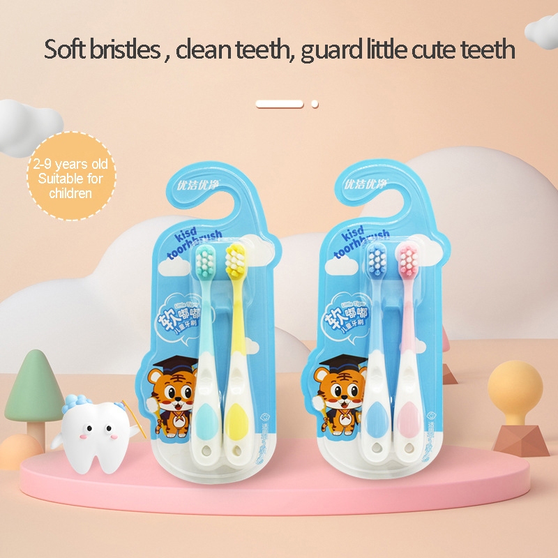 Double pack of children's toothbrushes soft bristle toothbrushes infant ...