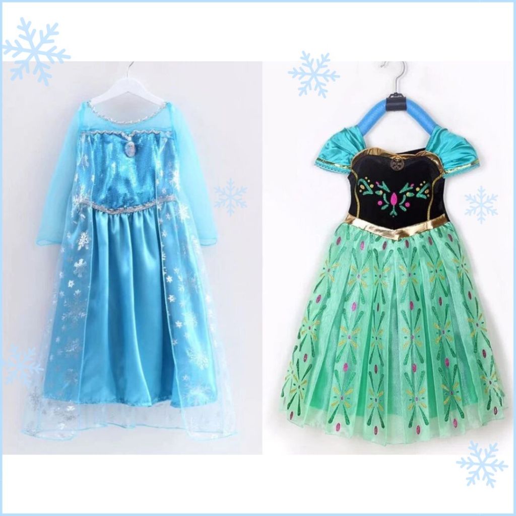 New Elsa & Anna Green Gown Costume for Girls (Ages 1-8) Frozen Dress Up ...