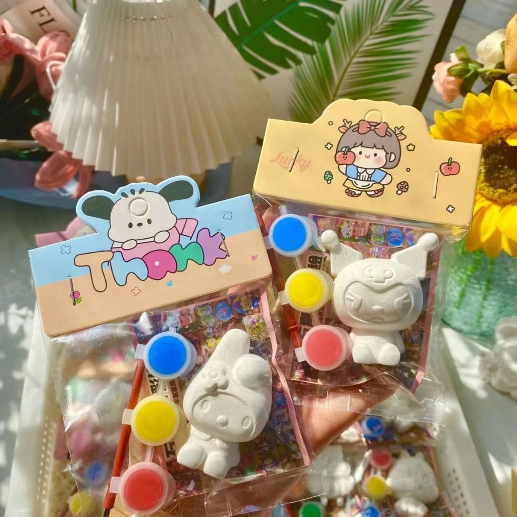 Cartoon coloring plaster doll Handmade figure toy kids painting toy ...