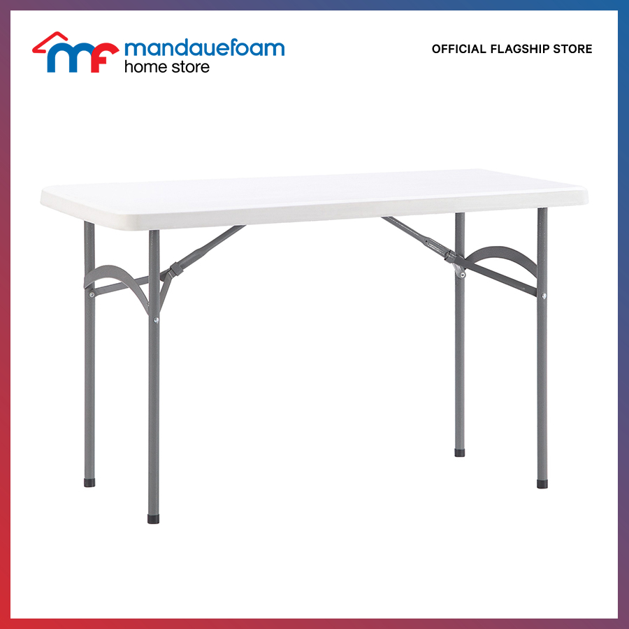 Mandaue Foam Anders 4ft Rectangular Plastic Folding Table - White | Shopee Philippines
