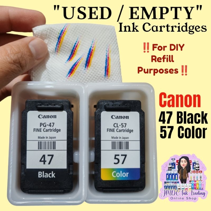 "Used / Empty" Canon CL-57 color / CL-57s / PG-47 black Empty ink ...
