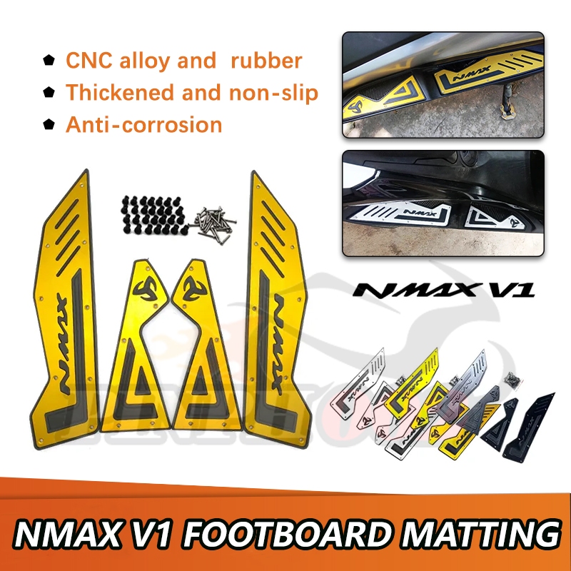 NMAX V1 Footboard Alloy Matting With Carbon Complete Bolts And Nuts For ...
