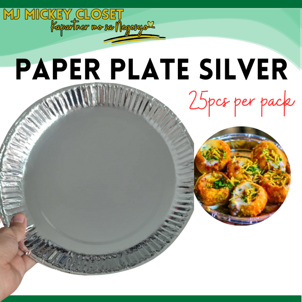 Silver & White Paper Plates Perfect for Parties and Events 25pcs ...