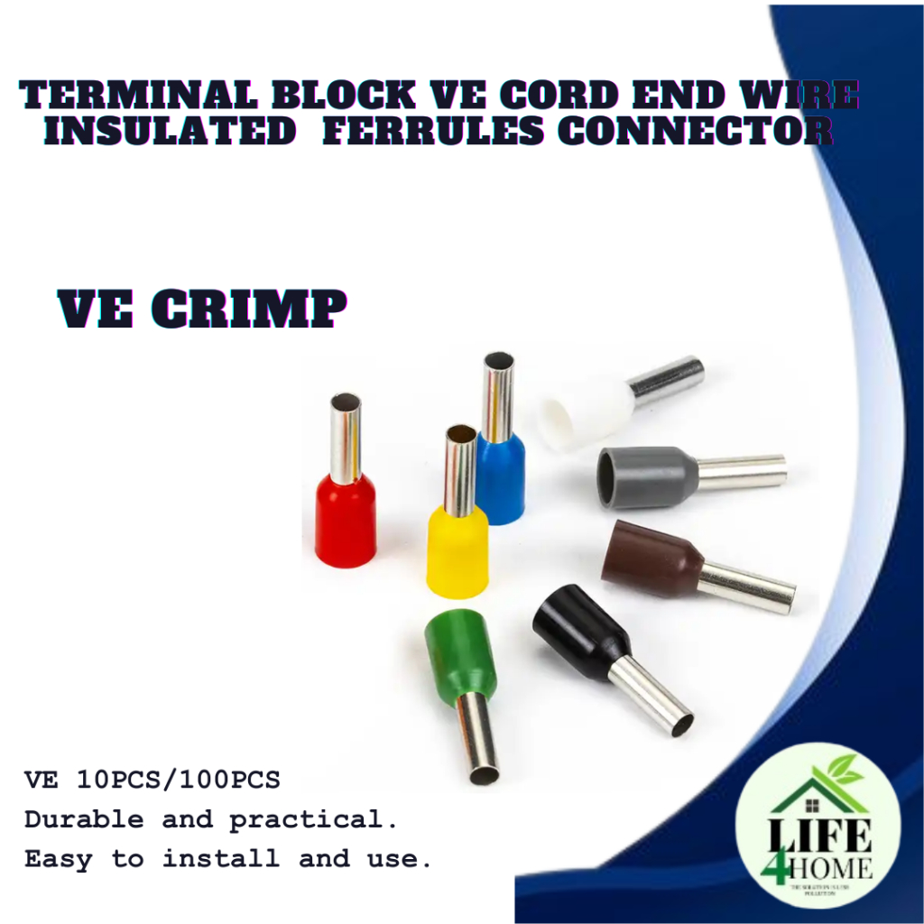100/20pcs Terminal Block VE Cord End Wire Insulated ferrules Connector ...