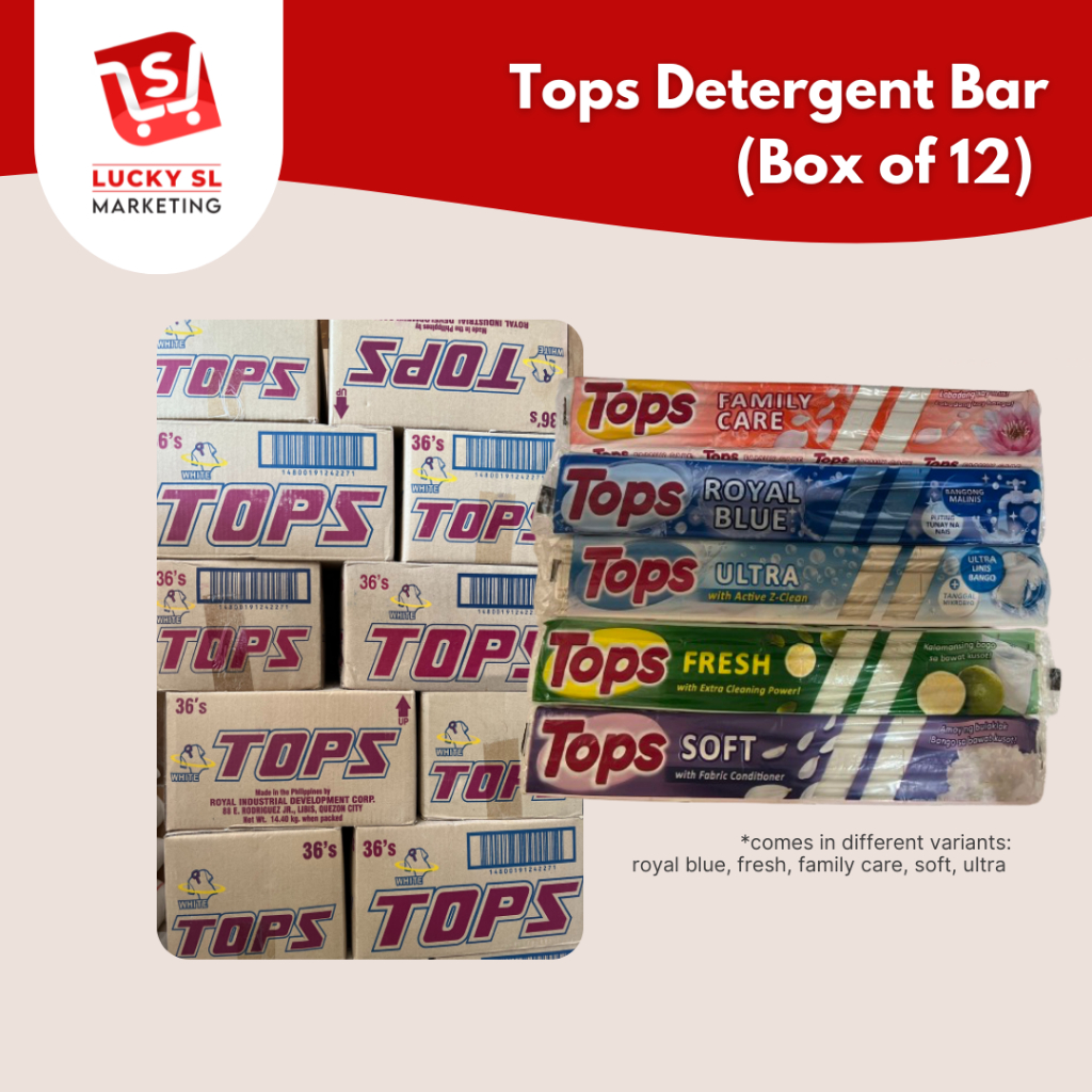 Tops Detergent Bar (Royal Blue,Fresh,Family Care,Soft,Ultra) 400grams ...