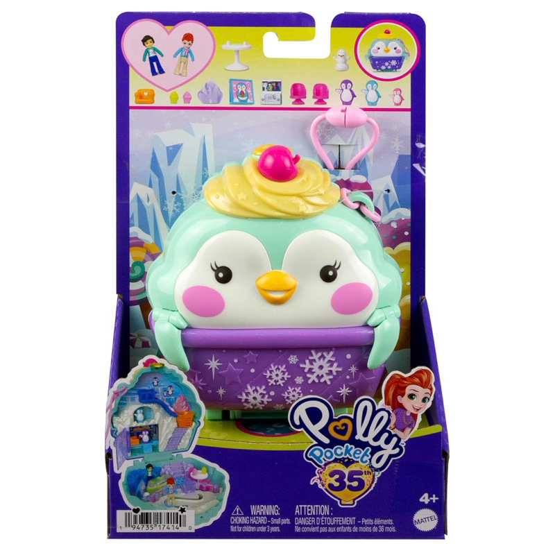 Polly Pocket Dolls & Playset, Snow Sweet Penguin Compact with 13 ...