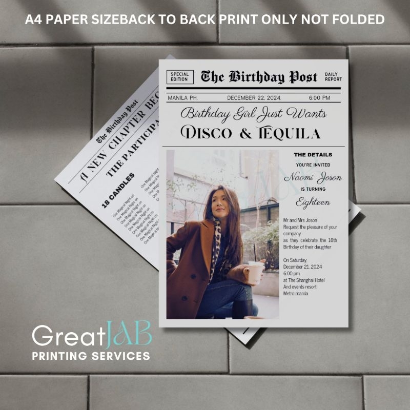 NPS-PARTY |Newspaper Style Invitation | Newspaper style Debut ...