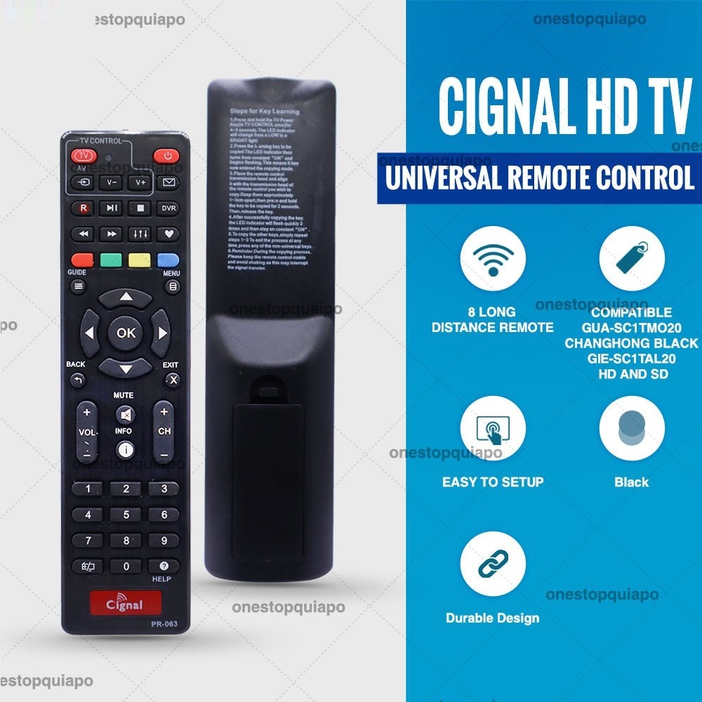 GDLITE Universal Cignal Remote Control for Cignal HD TV Box GUASC1TMO20 ...
