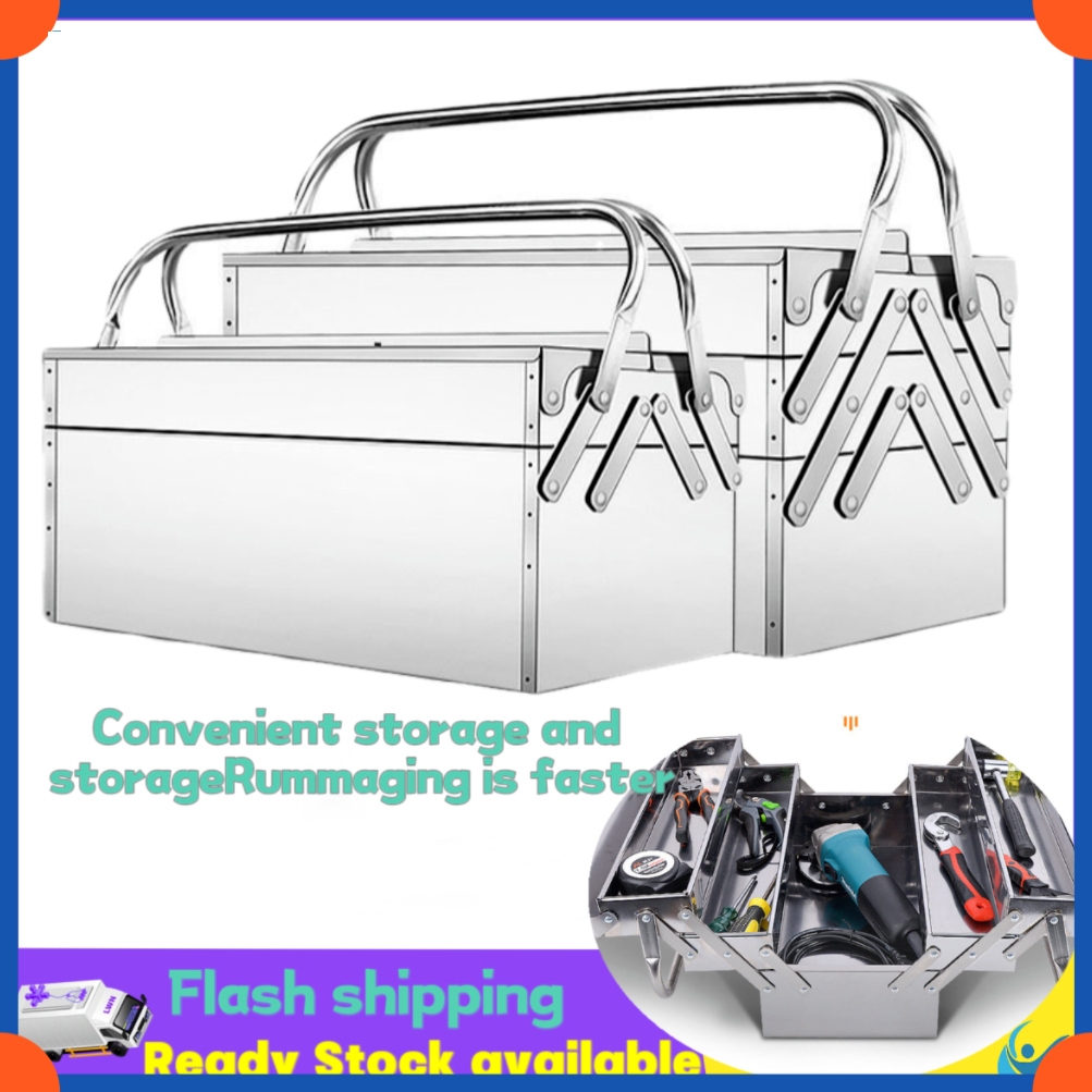 2/3 Layer Stainless Steel Toolbox Car Storage Box Multi-layer Folding ...