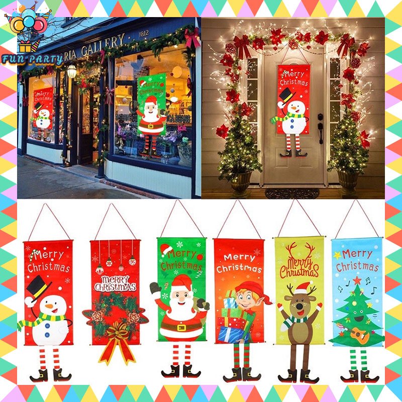 Merry Christmas Hang The Flag Santa Claus Snowman Christmas Decoration ...