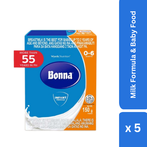 BONNA Stage 1 Infant Formula for 0 to 6 months 150g Bundle of 5 ...