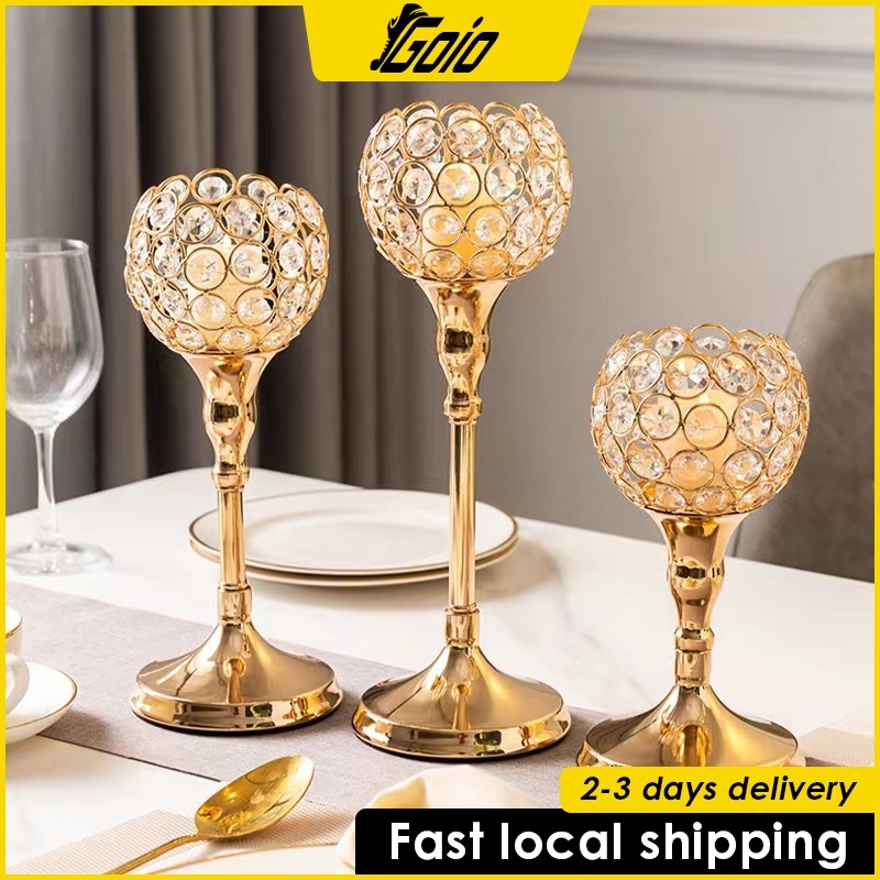 Crystal Tea Light Candle Holder Set Romantic Dinner Table Sparklers ...