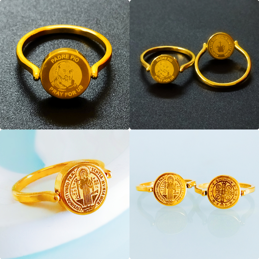 Padre Pio Ring For Women Stainless Rotated Double Sides Ring St ...