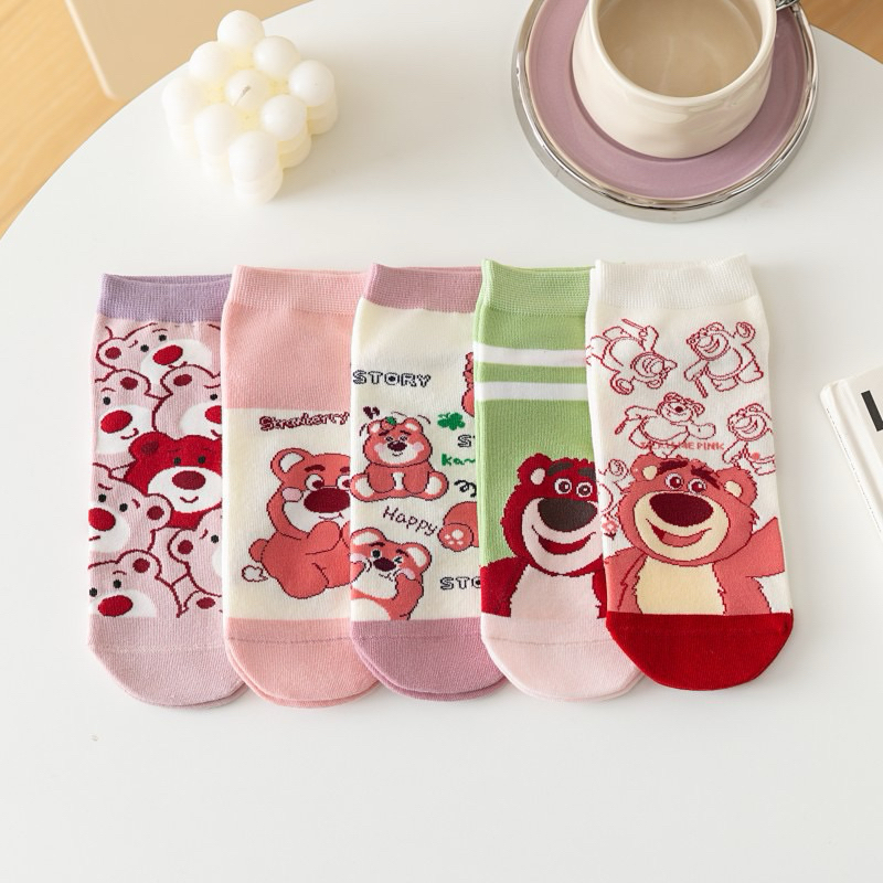 Iconic Socks 5 Pairs Set Toy Story Lotso Pink Bear Cartoon Cute ...