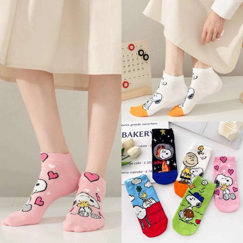 Iconic Socks 5 Pairs Set Korean Snoopy Japanese Cartoon Characters ...