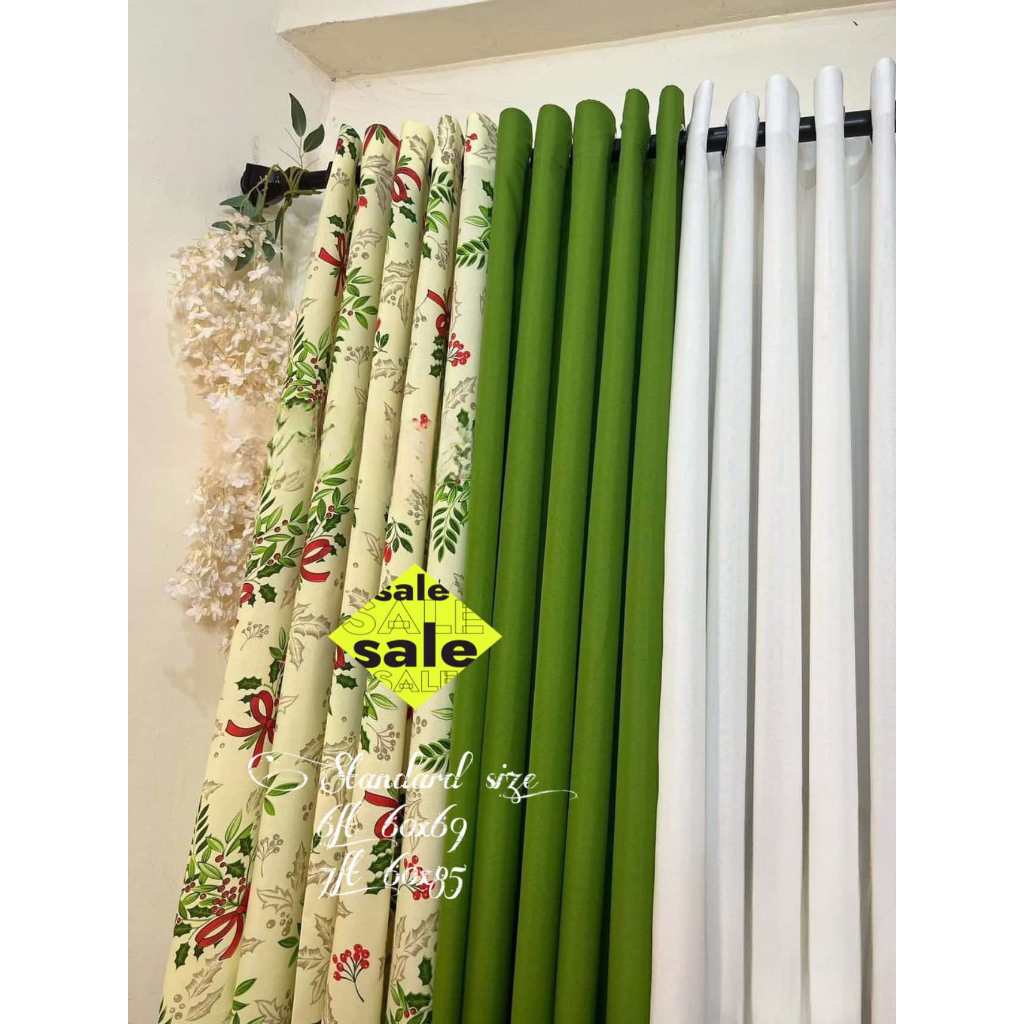 Chrismas Design and Plain Curtain Sold per piece 6ft 7ft | Shopee ...