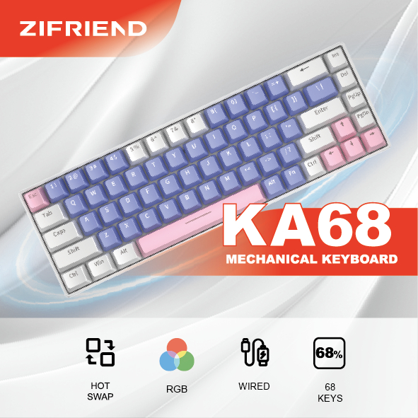 Zifriend KA68 68 Keys Mechanical Keyboard Customized Switch RGB Wired Keyboard | Shopee Philippines