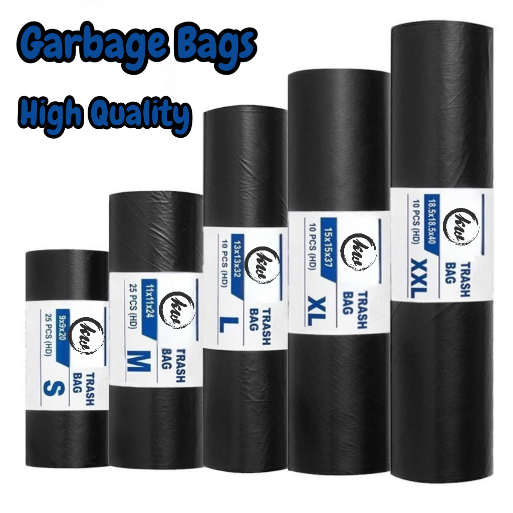 Black Thick and Enlargeable Trash Garbage bag (Small/Medium/Large/XL ...