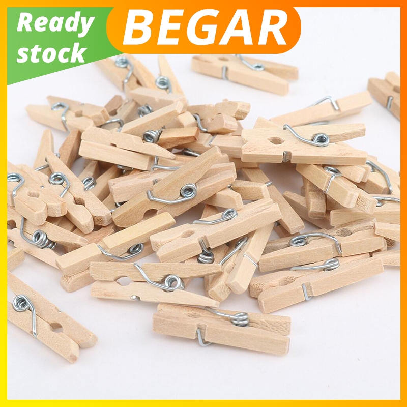 100 Pcs Wooden Pegs Natural Wood Clothes Pins Small Photo Picture Clips ...
