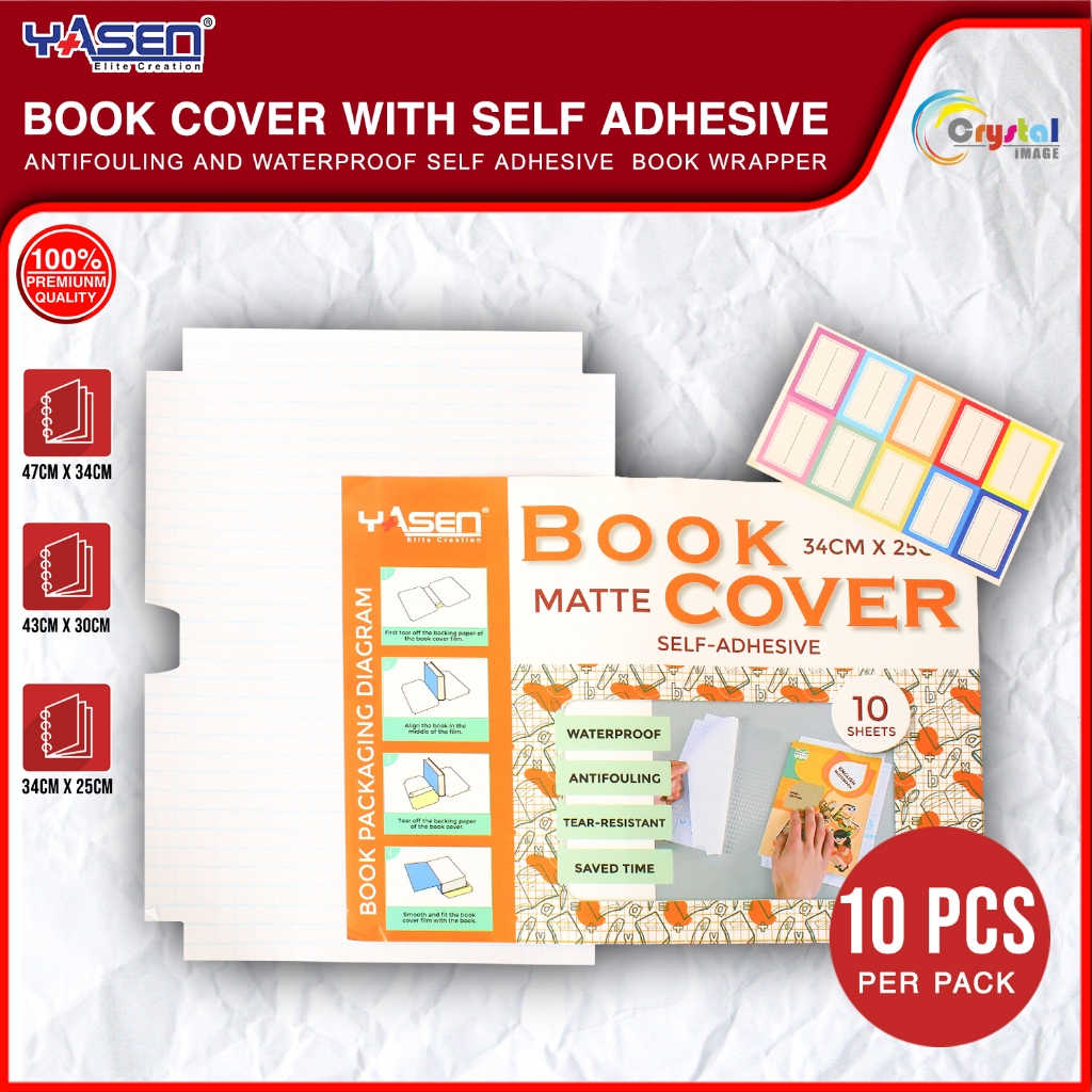 Yasen Book Cover Matte 10pcs Self Adhesive Book Wrapper (A5/B5/A4) Easy ...