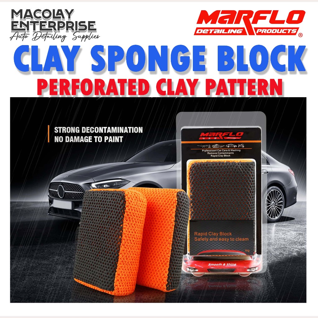 CL-07 MARFLO Perforated Car Detailing Clay Sponge Block 1 piece only ...
