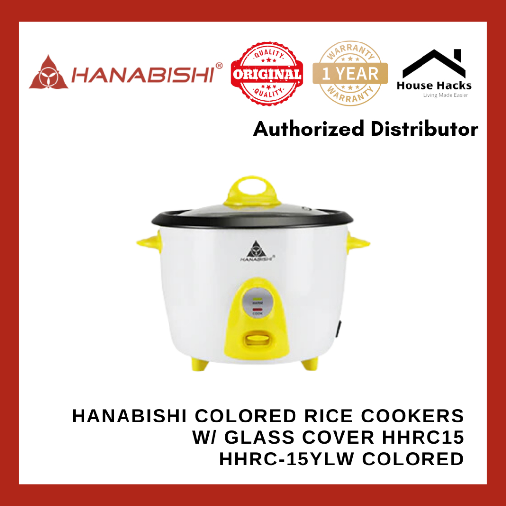 Hanabishi Colored Rice Cookers W/ Glass Cover HHRC15 HHRC-15YLW COLORED ...